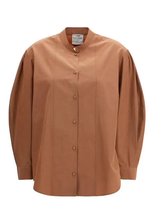 FORTE_FORTE High-neck Puff Sleeve Shirt - Red