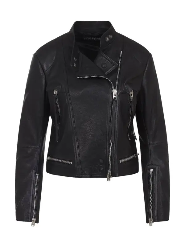 TOM FORD Lamb Leather Biker Jacket - Black