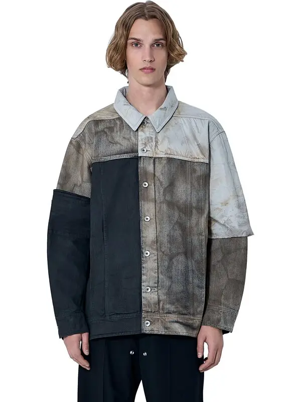 Rick Owens Denim Patchwork Jacket - Cream