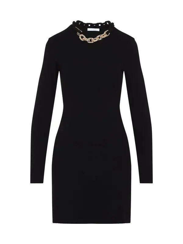 Rabanne Silk Mini Dress With Gold-tone Chain Detail - Black