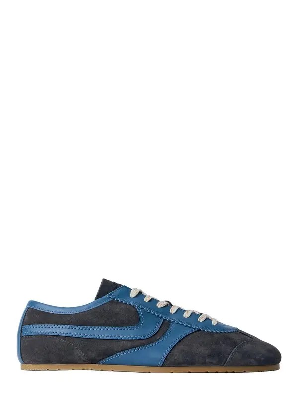 Dries Van Noten Suede Trimmed Leather Sneakers - Gray