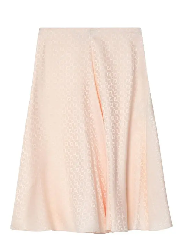 Fendi Ff Jacquard Silk Midi Skirt - Pink
