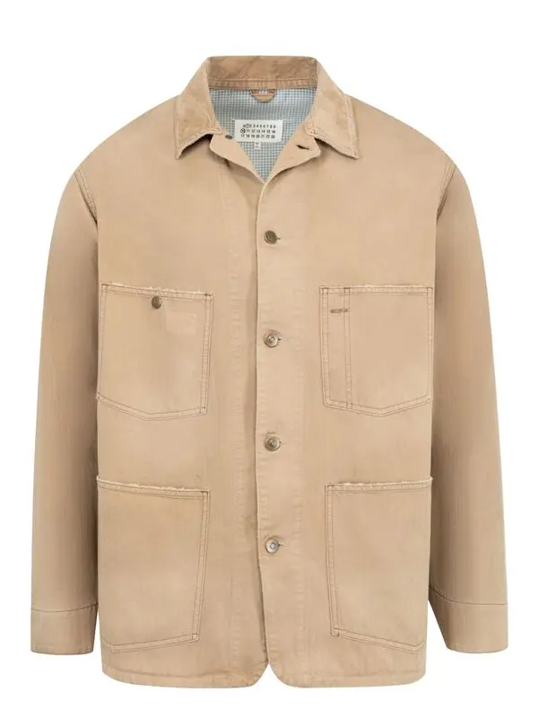 MAISON MARGIELA Beige Herringbone Cotton Sports Jacket - Multicolor
