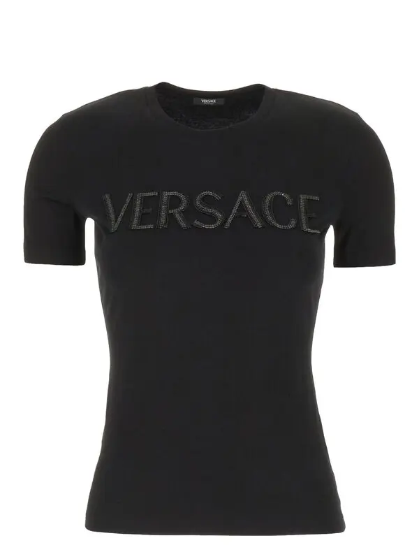 Versace T-shirt With Embellished Logo - Multicolor