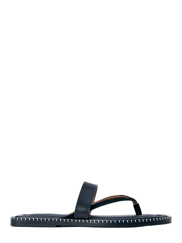 Dries Van Noten Leather Thong Sandals - Black