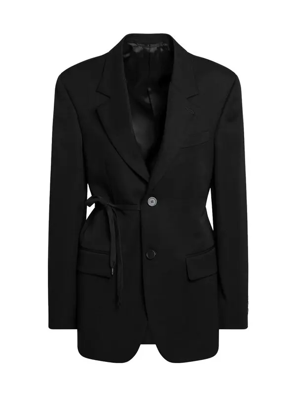 Balenciaga Single Breasted Jacket With Side Tie Detail - Black