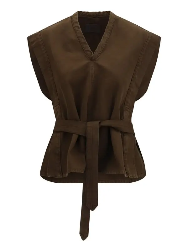 LEMAIRE Chasuble Top With Belt - Brown