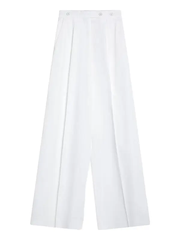 Givenchy Pleated Cotton Wide Trousers - White