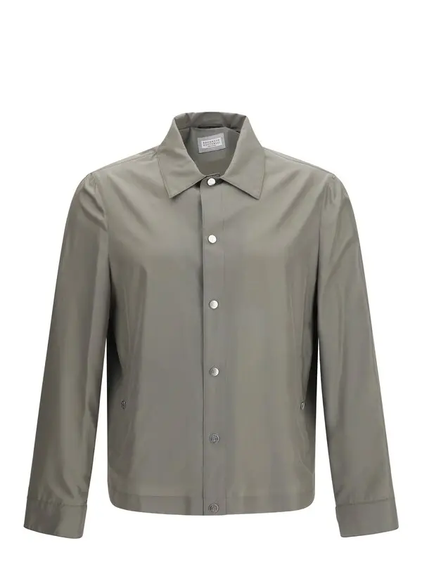 Brunello Cucinelli Unlined Silk Shirt Jacket - Green