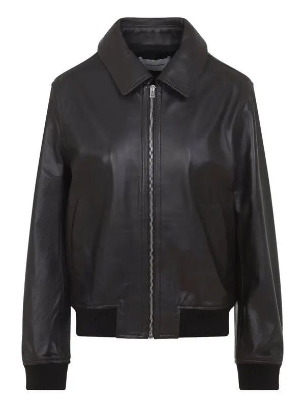 YVES SALOMON Lamb Leather Jacket With Zip Up Front - Brown