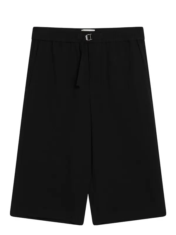 Ami Wide Cotton Bermuda Shorts - Black