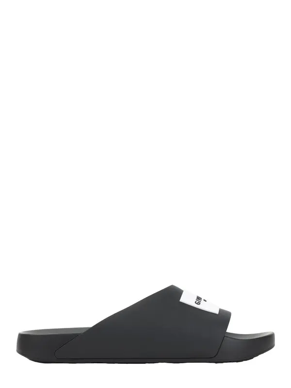 Givenchy Slide Sandals With Contrasting Logo Patch - Black