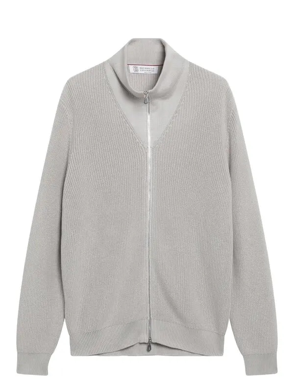 Brunello Cucinelli Cotton Zip-up Cardigan - Cream
