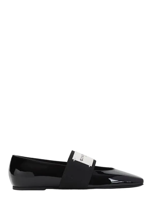 Givenchy Patent Calf Leather Ballerinas With Elasticated Strap - Black