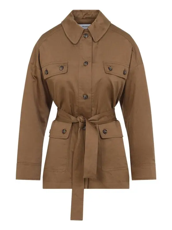 YVES SALOMON Belted Cotton Shirt Jacket - Multicolor