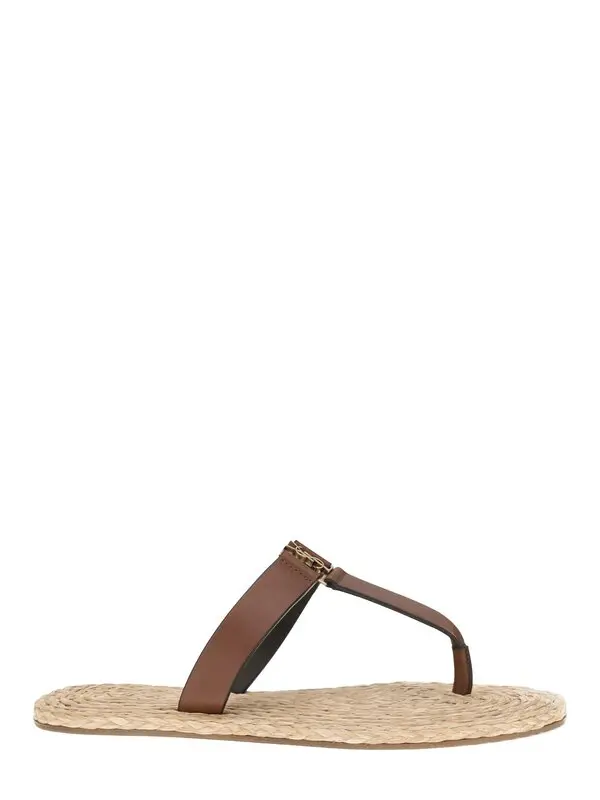 Saint Laurent Babylone Leather Thong Sandals - Brown