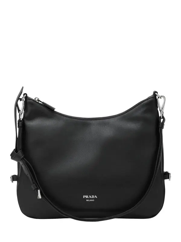 Prada Large Leather Shoulder Bag - Black