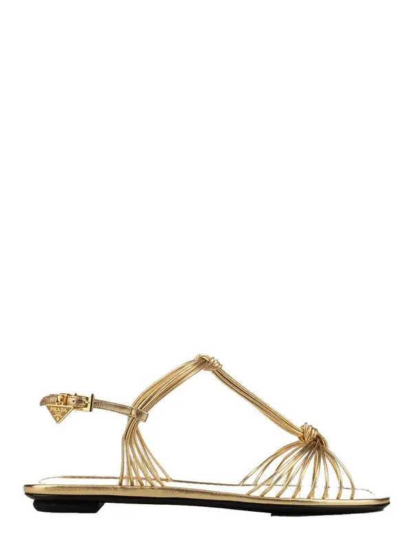 Prada Metallic Knot Detailing Flat Sandals - Multicolor