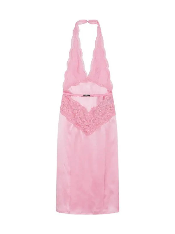 Gucci Satin And Lace Midi Dress - Pink