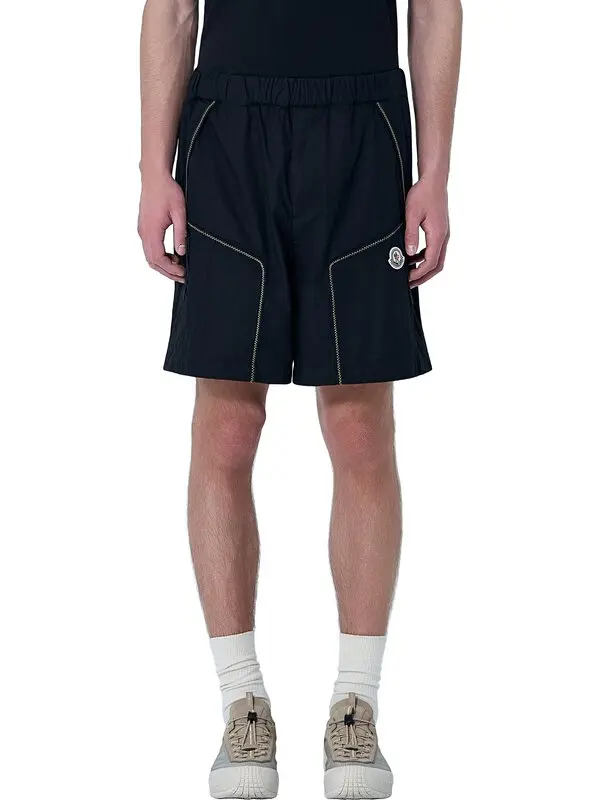 Moncler Technical Shorts With Contrast Stitching - Black