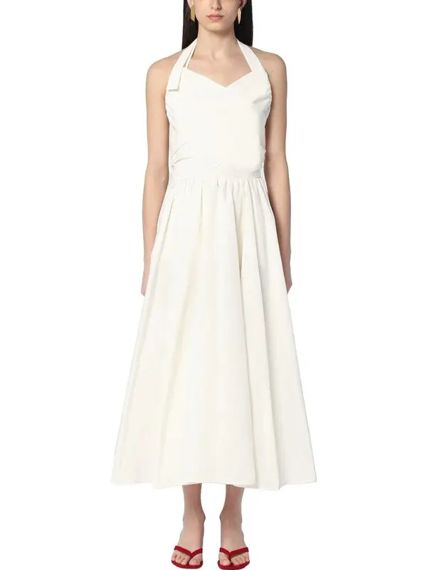 PATOU Ivory Recycled Faille Dress With Back Bow - White
