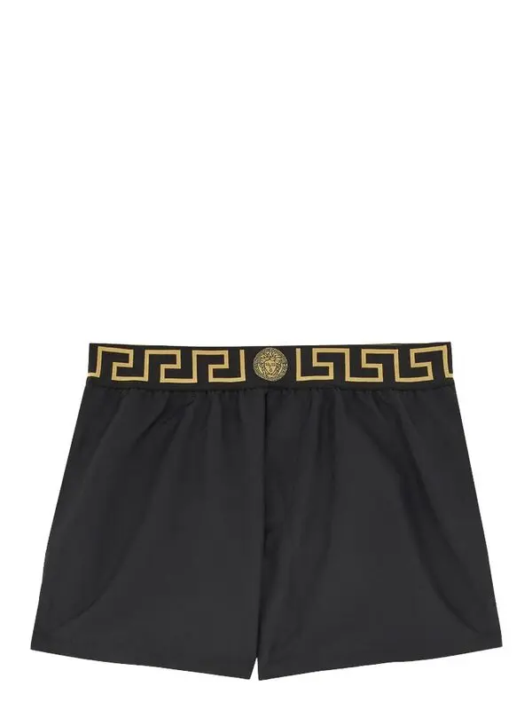 Versace Short Da Mare Con Bordo Greca - Black