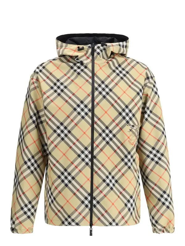 Burberry Reversible Check And Plain Waterproof Jacket - Multicolor