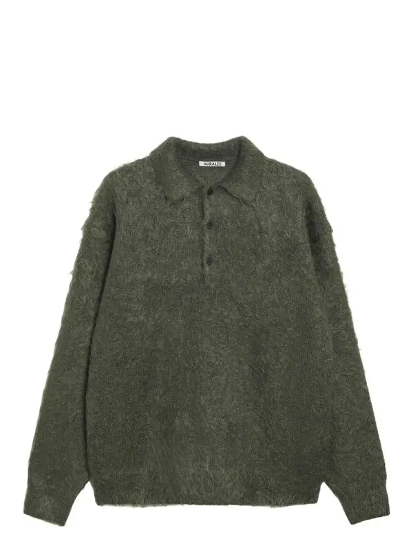 Auralee Brushed Mohair-blend Knit Polo - Green