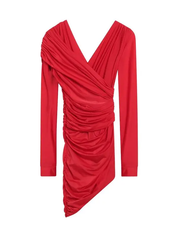 Balenciaga Draped Mini Dress In Jersey - Red