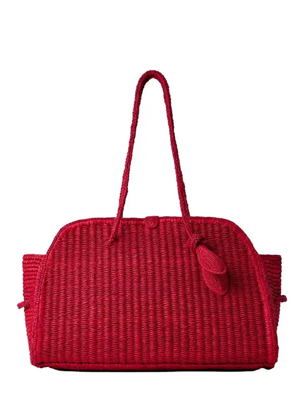 Jacquemus Le Turismo Woven Raffia Shoulder Bag - Red