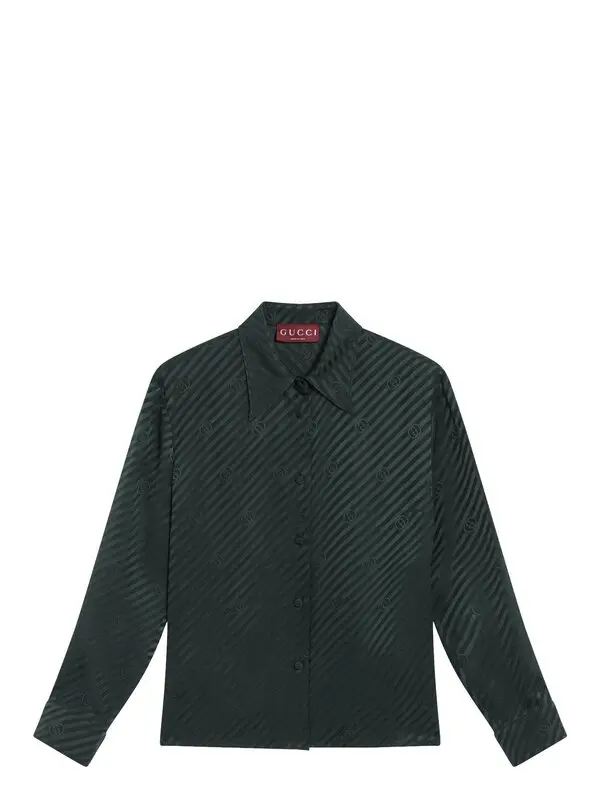Gucci Gg Jacquard Silk Shirt - Green