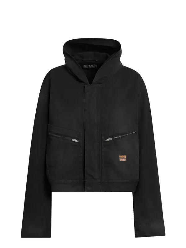 Balenciaga Cropped Hooded Jacket - Black