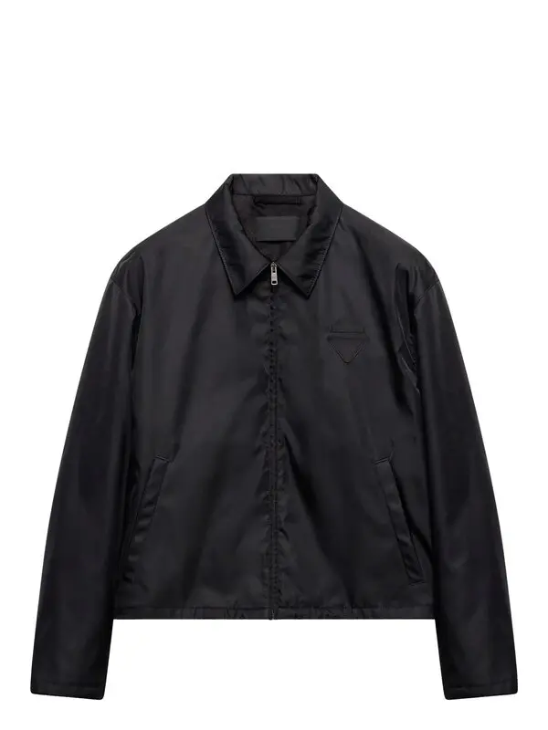Prada Re-nylon Zip Jacket With Logo Detail - Black