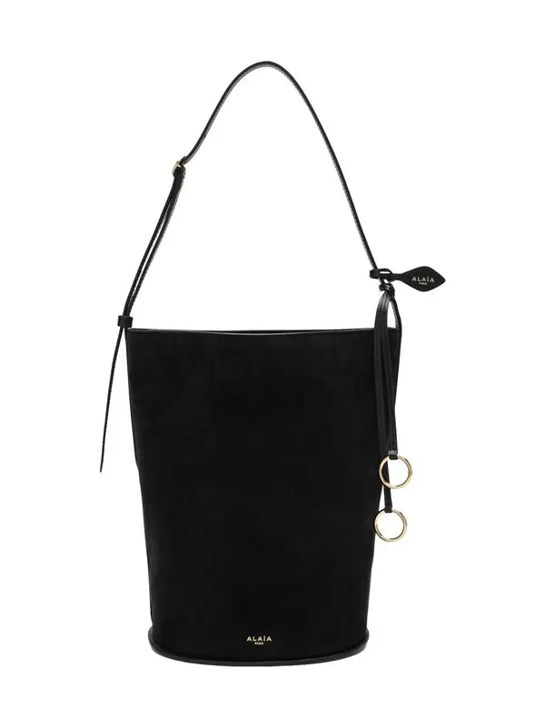 Alaïa Suede Leather Hip Bucket Bag - Black