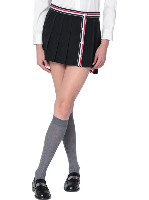 Thom Browne Ruffled Mini Skirt In Wool Blend - Black