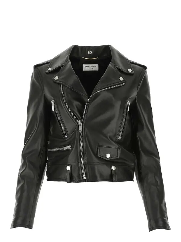 Saint Laurent Nappa Leather Biker Jacket - Black