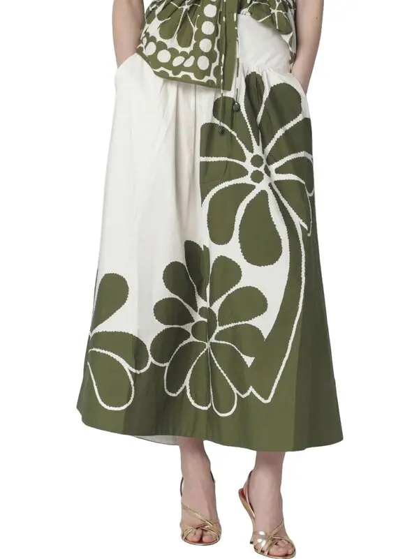 Farm Rio Palermo Maxi Skirt With Floral Print - Green