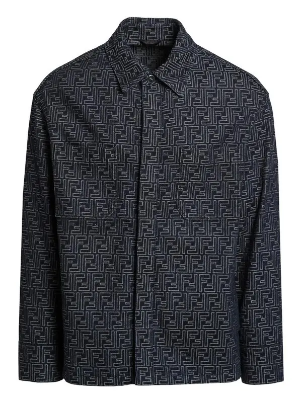 Fendi Indigo Jacket With Ff Jacquard - Blue