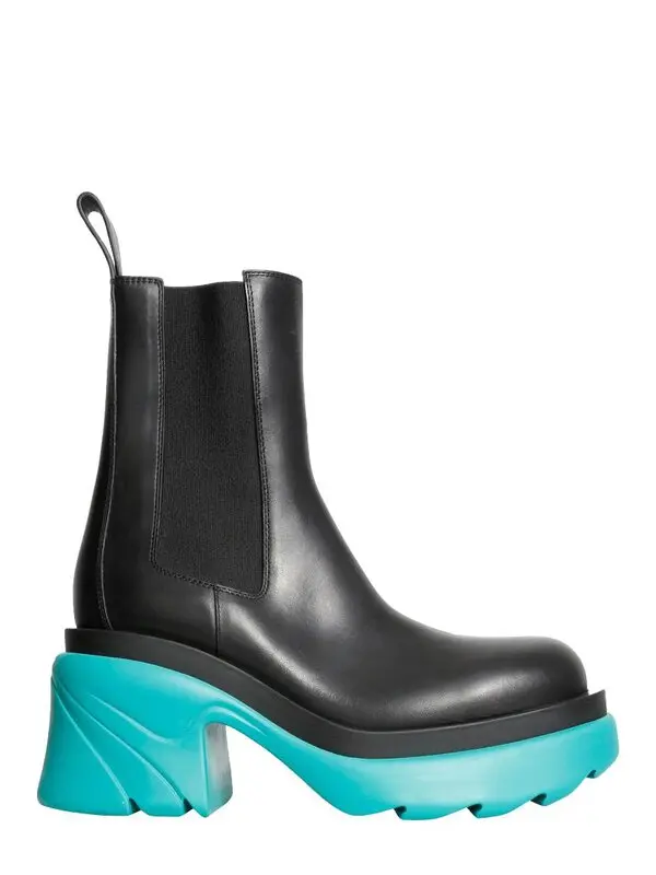 Bottega Veneta Leather Chelsea Boots With Contrast Sole - Black