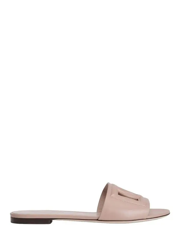 Dolce & Gabbana Dg Logo Leather Flat Sandals - Multicolor