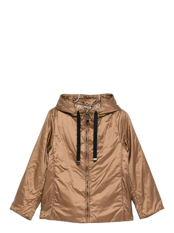 Max Mara Brown Nylon Zip-up Jacket With Hood - Multicolor