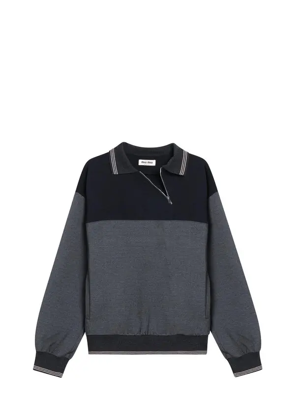 Miu Miu Color Block Zip Sweatshirt - Gray