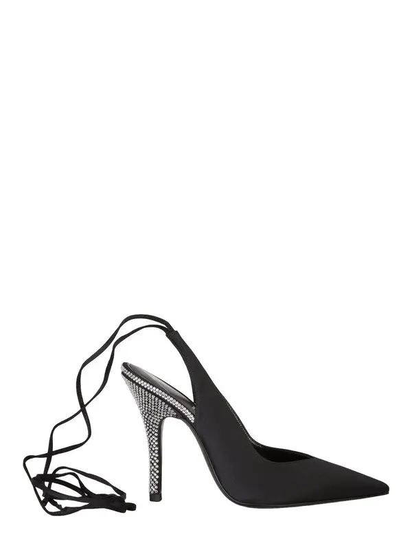 Attico Pointed Toe Slingback Pumps With Embellished Heel - Multicolor