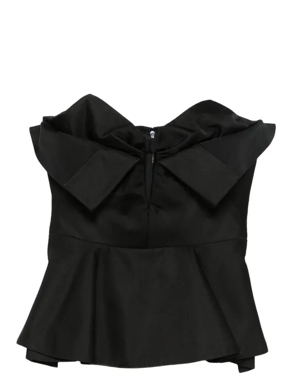 Alexander McQueen Black Silk Peplum Top With Bow Detail - Multicolor