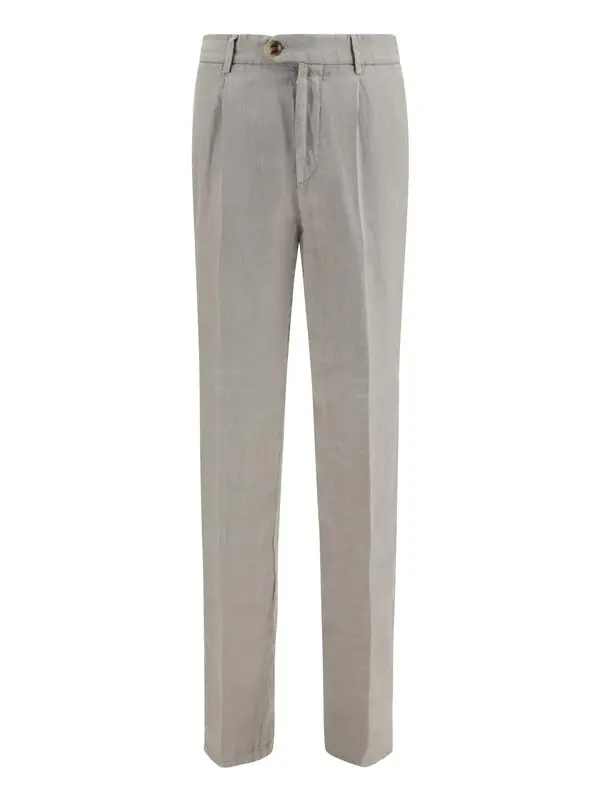 Brunello Cucinelli Garment Dyed Ginen Gabardine Pants - Gray