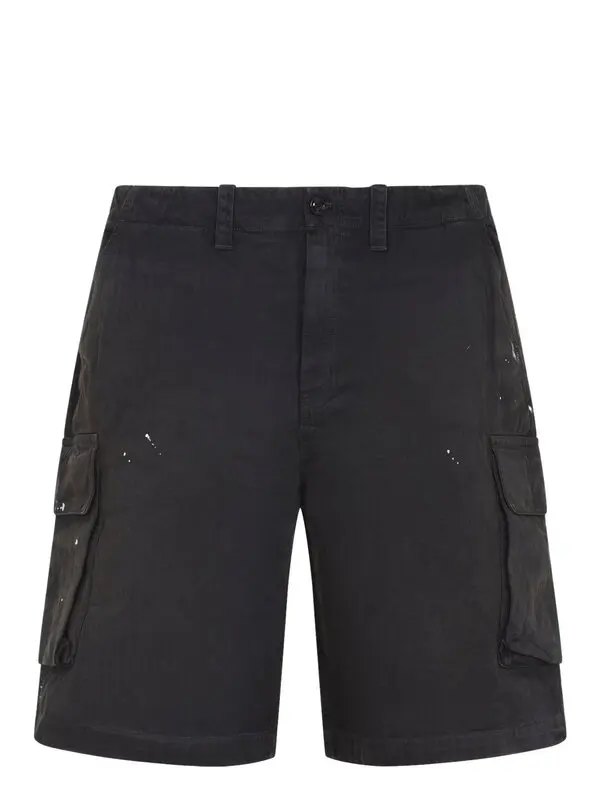 Our Legacy Nebula Wash Herringbone Cotton Cargo Shorts - Black