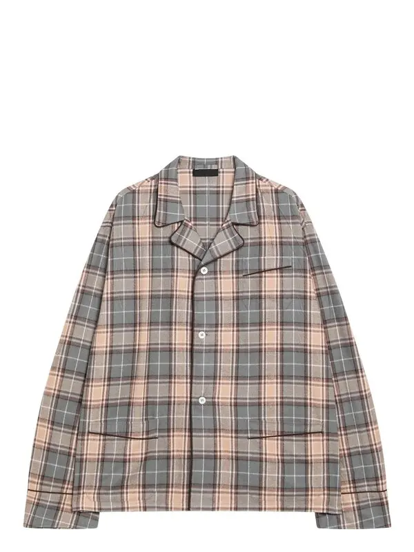 Prada Steel/cameo Checked Cotton Shirt - Gray