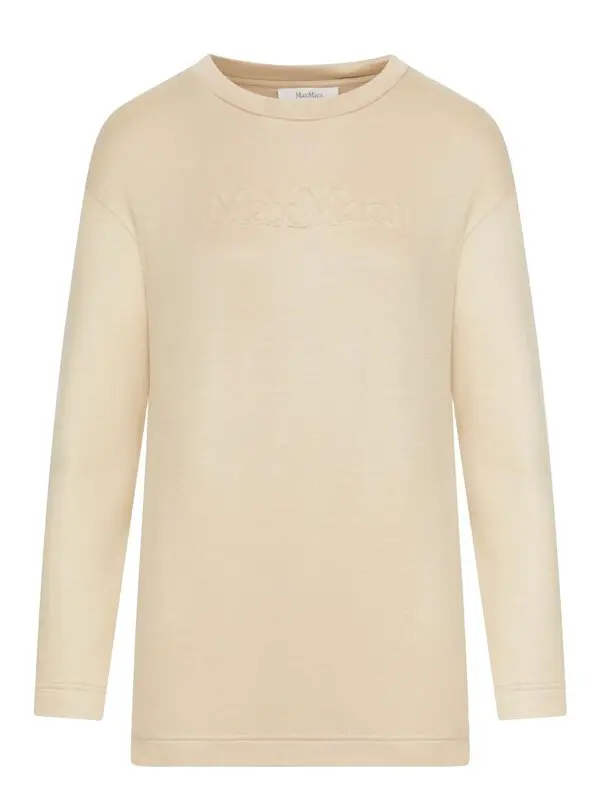 Max Mara Crewneck Cotton Sweatshirt With Embossed Logo - Multicolor