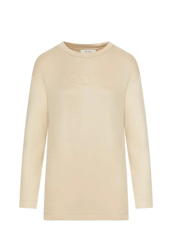 Max Mara Crewneck Cotton Sweatshirt With Embossed Logo - Multicolor