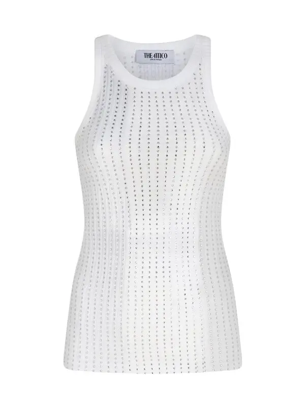 Attico Tank Top With Rhinestones - White
